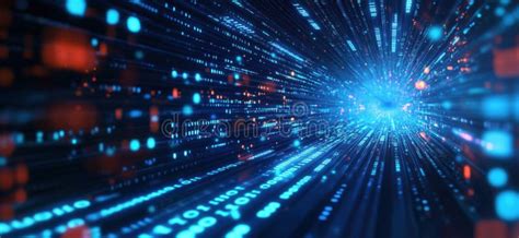 Digital Data Stream With Glowing Binary Code And Vibrant Light Effects