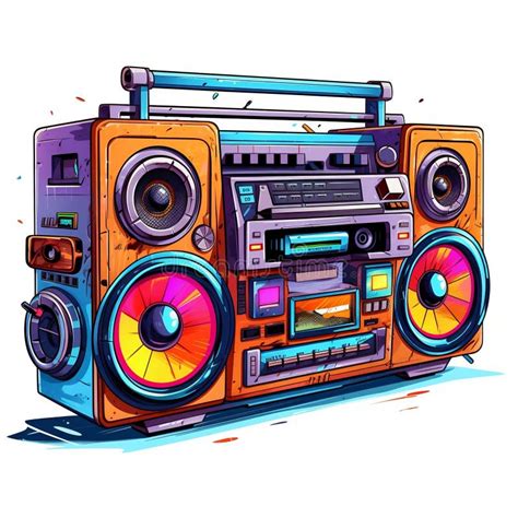 Cartoon Boombox On White Background Generative Ai Stock Illustration