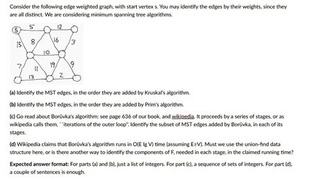 Solved Texts Consider The Following Edge Weighted Graph With The