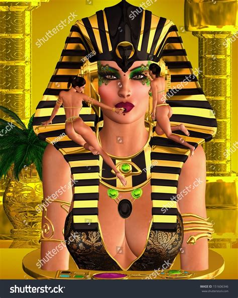 Face Of A Beautiful Egyptian Woman Pharaoh With Make Up Being Applied