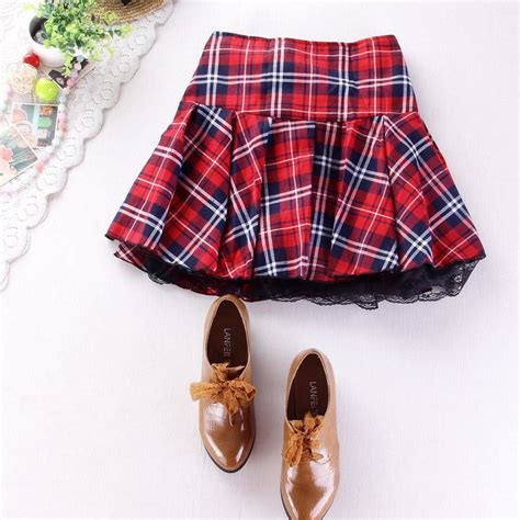 Plaid School Girl Skirt Uniform Layered Lace Cosplay Ddlg Playground