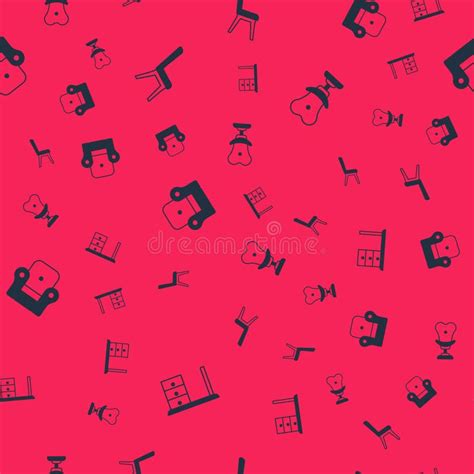 Set Office Desk Chair Armchair And On Seamless Pattern Vector Stock Illustration