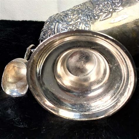 Vintage Silver Plated Sugar Scuttle Bowl With Scoop S
