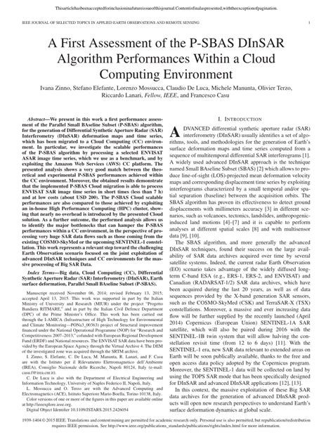 Pdf A First Assessment Of The P Sbas Dinsar Algorithm Performances