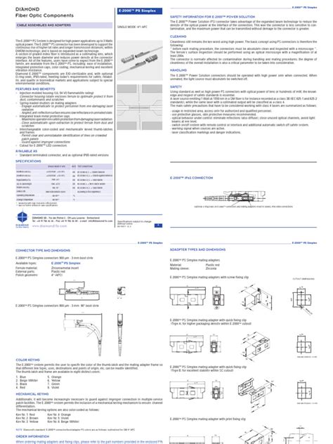 Diamond E 2000pssimplexe Pdf Laser Optical Fiber