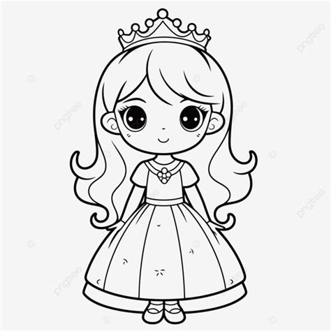 รูประบายสีสมุดระบายสีเจ้าหญิงแสนสวย สมุดระบายสีเจ้าหญิงแสนน่ารัก วาดโครงร่างภาพวาด เวกเตอร์ Png