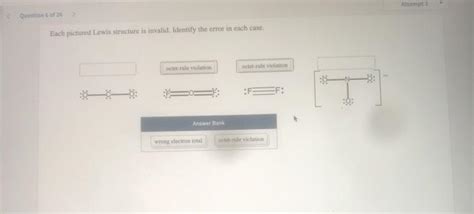 solved each pictured lewis structure is invalid identify