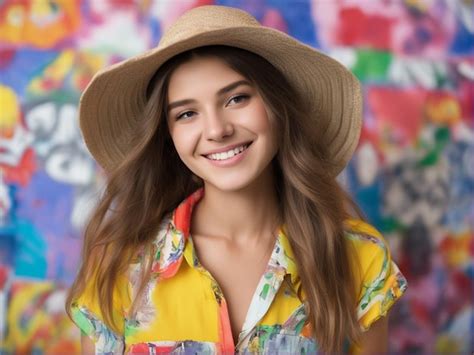 Premium Ai Image A Australian Girl Wearing Trendy Printed Clothes And
