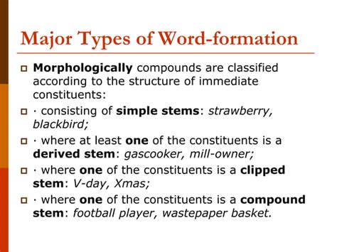 Word Formation Processes Types Of Forming Words General Issues Major Types Of Word Formation