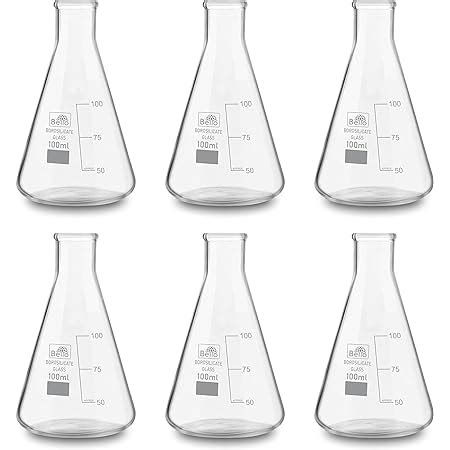 Bello Conical Flask 100 Ml For Laboratory And Experiments Set Of 6 For Babe Collage