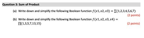 Solved A Write Down And Simplify The Following Boolean