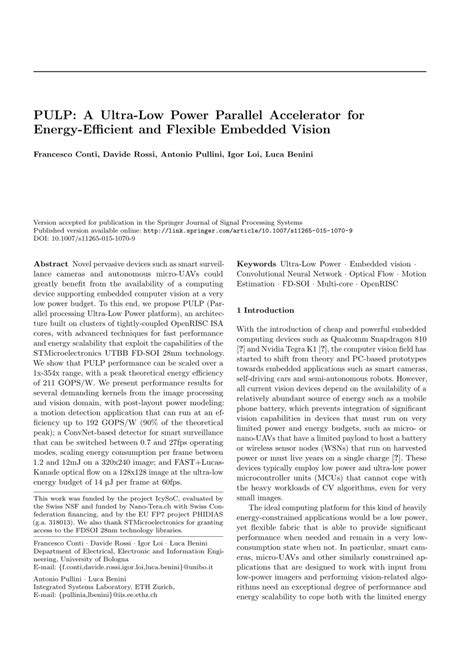Pdf Pulp A Ultra Low Power Parallel Accelerator For Energy Efficient