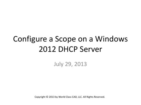 Configure A Scope On A Windows 2012 Dhcp Server