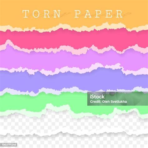 찢어진된 종이 줄무늬의 집합입니다 종이 텍스쳐 손상 된 가장자리 투명 한 배경에 고립 됩니다 벡터 일러스트 레이 션 0명에 대한 스톡 벡터 아트 및 기타 이미지 Istock