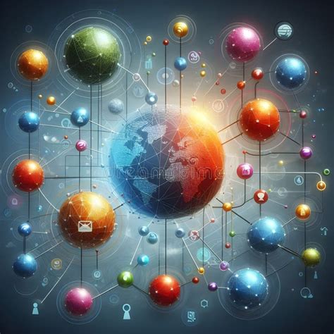 Communication And Connection Concept With Color Spheres Connected By