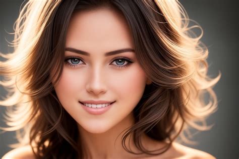 Premium Ai Image Portrait Of A Beautiful Brunette In A Photo Studio Generative Ai