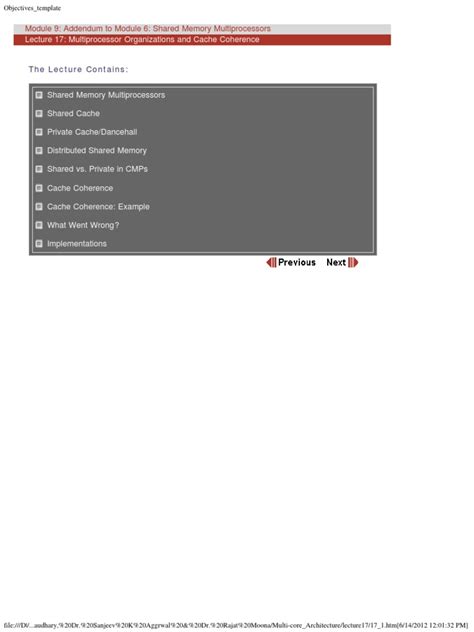 The Lecture Contains Module 9 Addendum To Module 6 Shared Memory