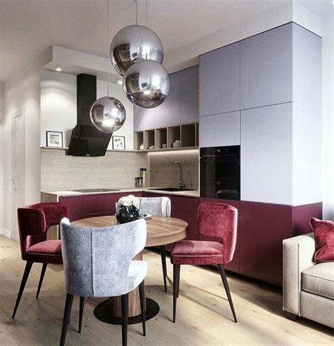 Кухня модерн с акцентом на малиновый цвет Дизайн Дизайн кухонь Интерьер кухни