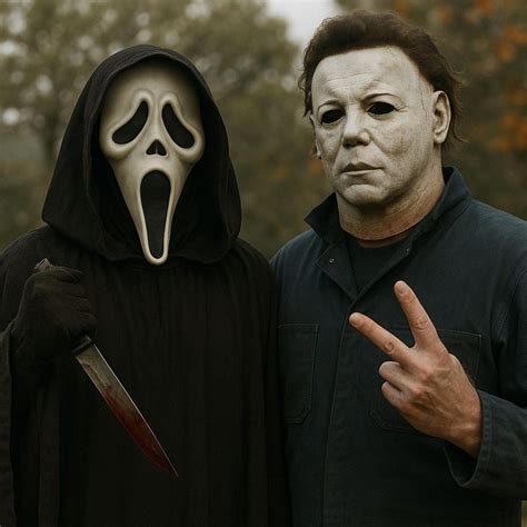 Halloween Ghostface And Michael Myers Peace Sign Digital Png Download