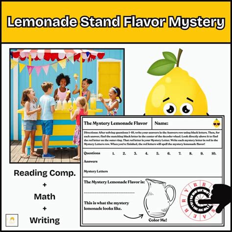 Summer Lemonade Stand Mystery Read And Solve Math To Reveal The Secret