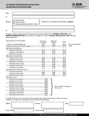 Fillable Online AuDA AGM 2001 Proxy Form Fax Email Print PdfFiller