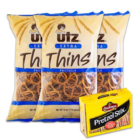 Buy Utz Extra Thins Pretzels 3 16oz Bags Variety Pack Bachman