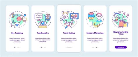 Neuromarketing Techniques Onboarding Mobile App Page Screen Step Advice Guide Vector Step