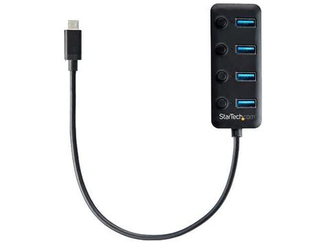 Startech 4 Port Usb C Hub 4x Usb A Ports With Individual On Off Switches
