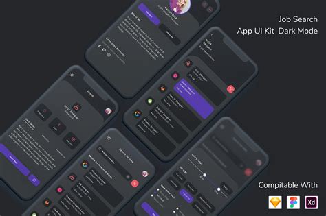 暗黑模式求职平台 App Ui Kit 云瑞设计 暗黑模式求职平台 App Ui Kit 云瑞设计