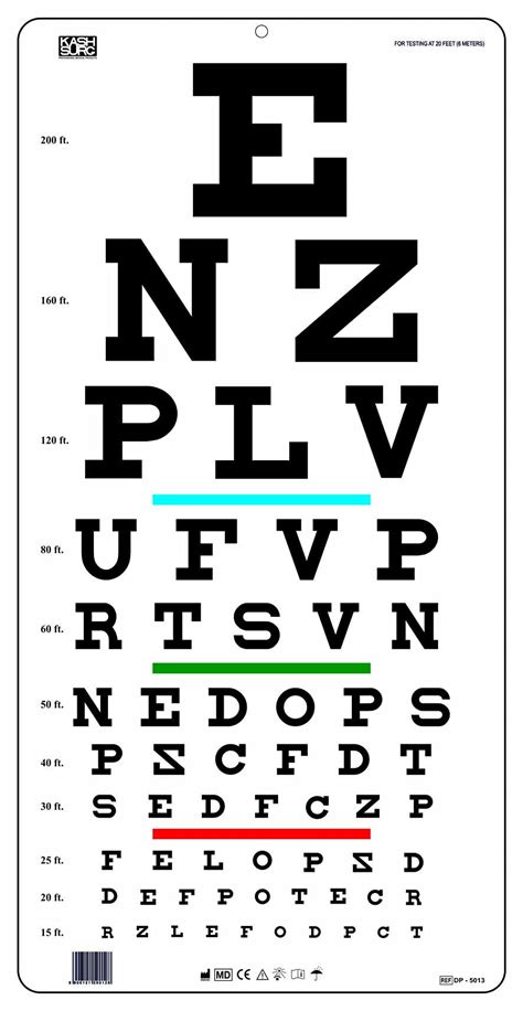 Kashsurg Professional Medical Products Snellen Letter Eye Chart With