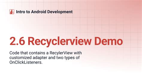 26 Recyclerview Demo Intro To Android Development