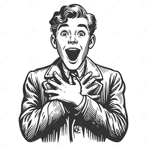 Ecstatic Man In Suit With Hands Raised Raster Stock Illustration