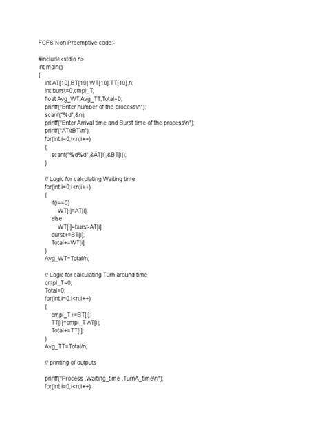 Fcfs Sjf Priority Fcfs Sjf And Priority Scheduling Algorithms Code Pdf Computer