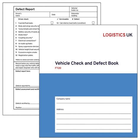 Ft20 Vehicle Check And Defect Book Logistics Uk Shop