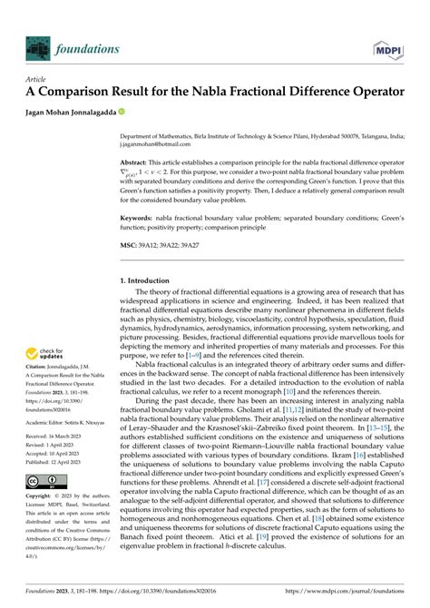 Pdf A Comparison Result For The Nabla Fractional Difference Operator