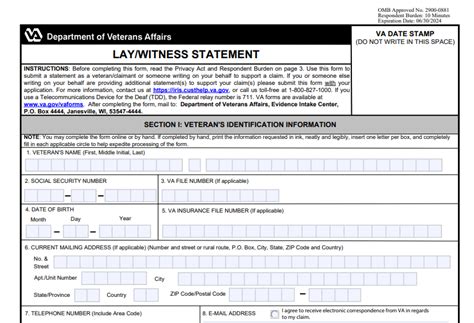 Va Form 21 10210 Example Va Form