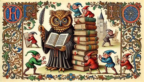 A Medieval Illuminated Manuscript Marginalia Ai Generated Stock