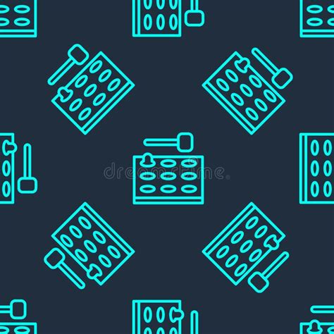 Green Line Arcade Game Machine With Hammer Icon Isolated Seamless