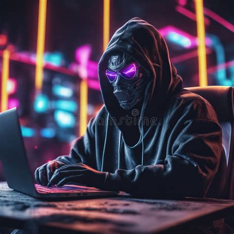 Hacker With Computer In The Dark Room With Laptop Hacker With Computer