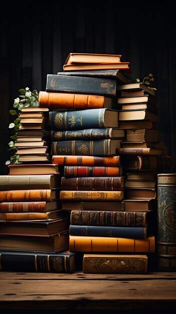 Premium Ai Image Literary Treasure Trove A Stack Of Books Beckons At