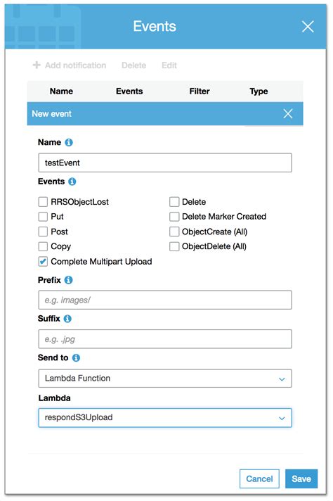 Nodejs S3 Bucket Lambda Event Unable To Validate The Following Destination Configurations