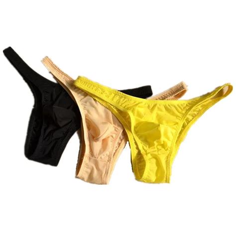 Light Thong Man Sexy Underwear Translucent Ice Silk Low Rise Small Bikini Thongs Gay Men Wear In