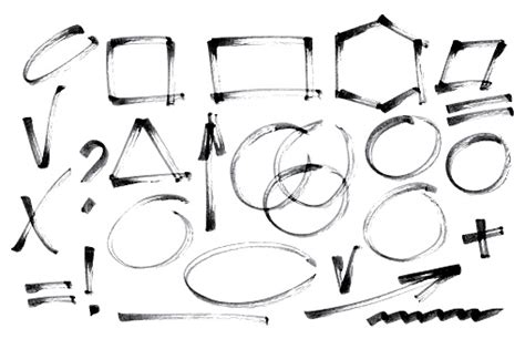 잉크 펜 붓의 벡터 집합입니다 스케일 표시 프레임 화살표 및 디자인 요소로 서 선 그려진된 표지판을 손 실루엣에 대한 스톡 벡터 아트 및 기타 이미지 Istock