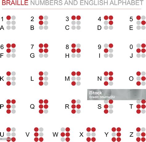 점자 숫자와 영어 알파벳 벡터 세트입니다 장애인 또는 장 님에 대 한 알파벳입니다 세계 점자의 날 개념입니다 루이 브라유 격리 된 흰 배경입니다 기호와 기호 테마 점자에