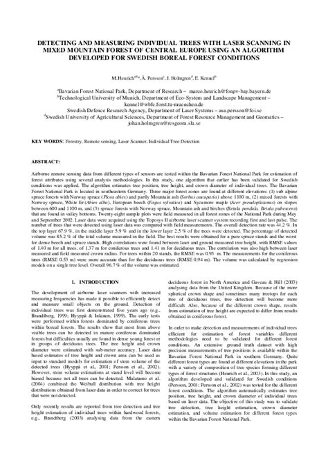 Pdf Detection And Measuring Individual Trees With Laser Scanning In