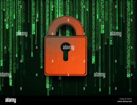 Conceptual Digital Image Of Lock On Binary Background Stock Photo Alamy