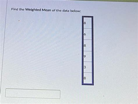 Find The Weighted Mean Of The Data Below