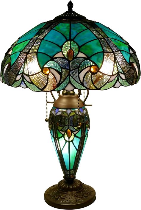 Virtueking Tiffany Style Table Lamp 16 Inch Wide Green Tiffany Lamp