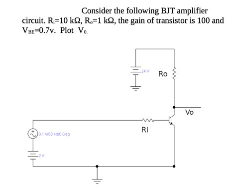 Solved Consider The Following Bjt Amplifier Circuit