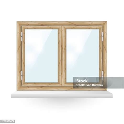 흰색 창 경첩과 흰색에 고립 된 창턱 이중 나무 창 사실적인 벡터 일러스트레이션 0명에 대한 스톡 벡터 아트 및 기타 이미지 0명 3차원 형태 가정의 방 Istock